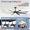 72'' Ceiling Fan with Light - Remote & APP Control, 3 CTT Dimmable, 6 ...