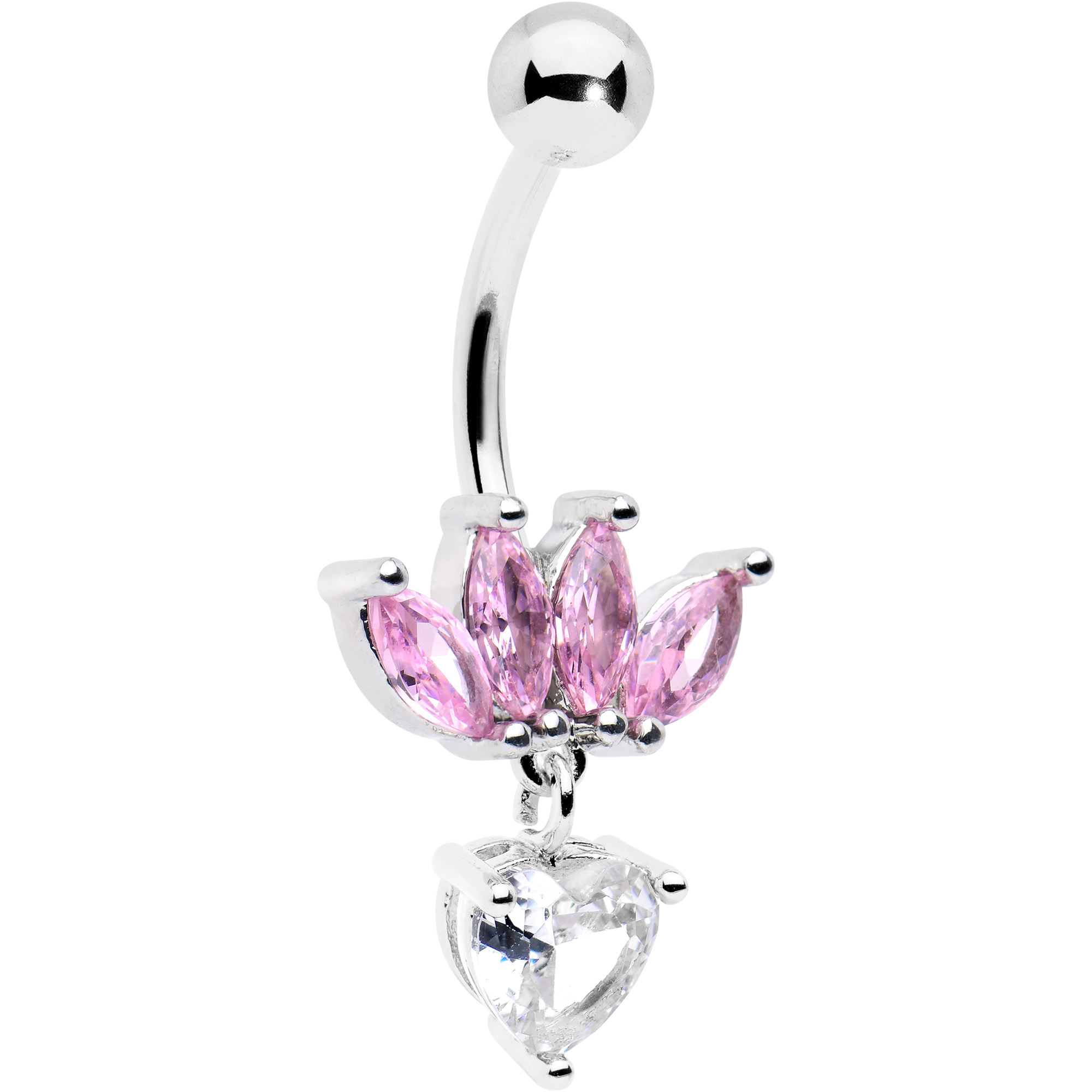 Body Candy Womens 14G 316L Surgical Steel Navel Ring Piercing Crown and Heart Dangle Belly ...