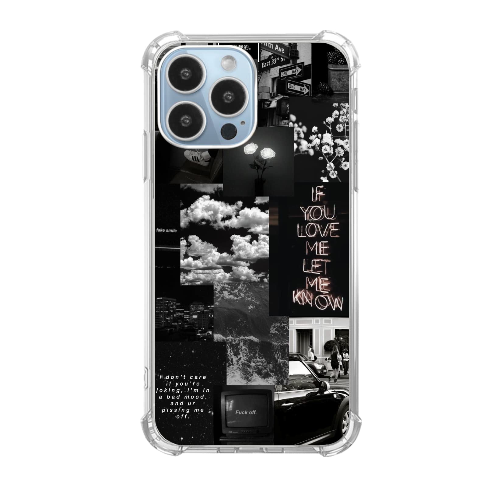 Black Collage Case Compatible with iPhone 13 Pro Max,Unique Art Design ...