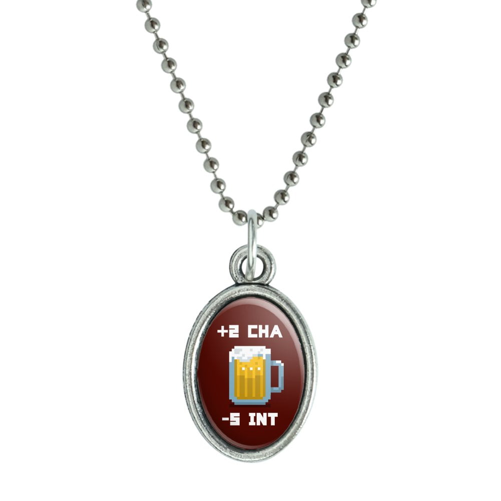 8-Bit Pixel Retro Beer Charisma Buff Gamer Game Antiqued Oval Charm ...