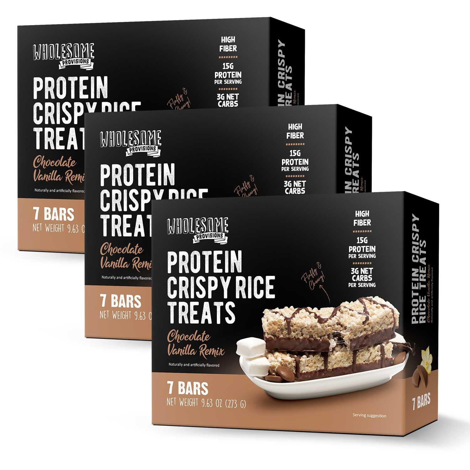 Protein Crispy Rice Treats, 15g Protein, 3g-7g Net Carbs, Low Carb ...