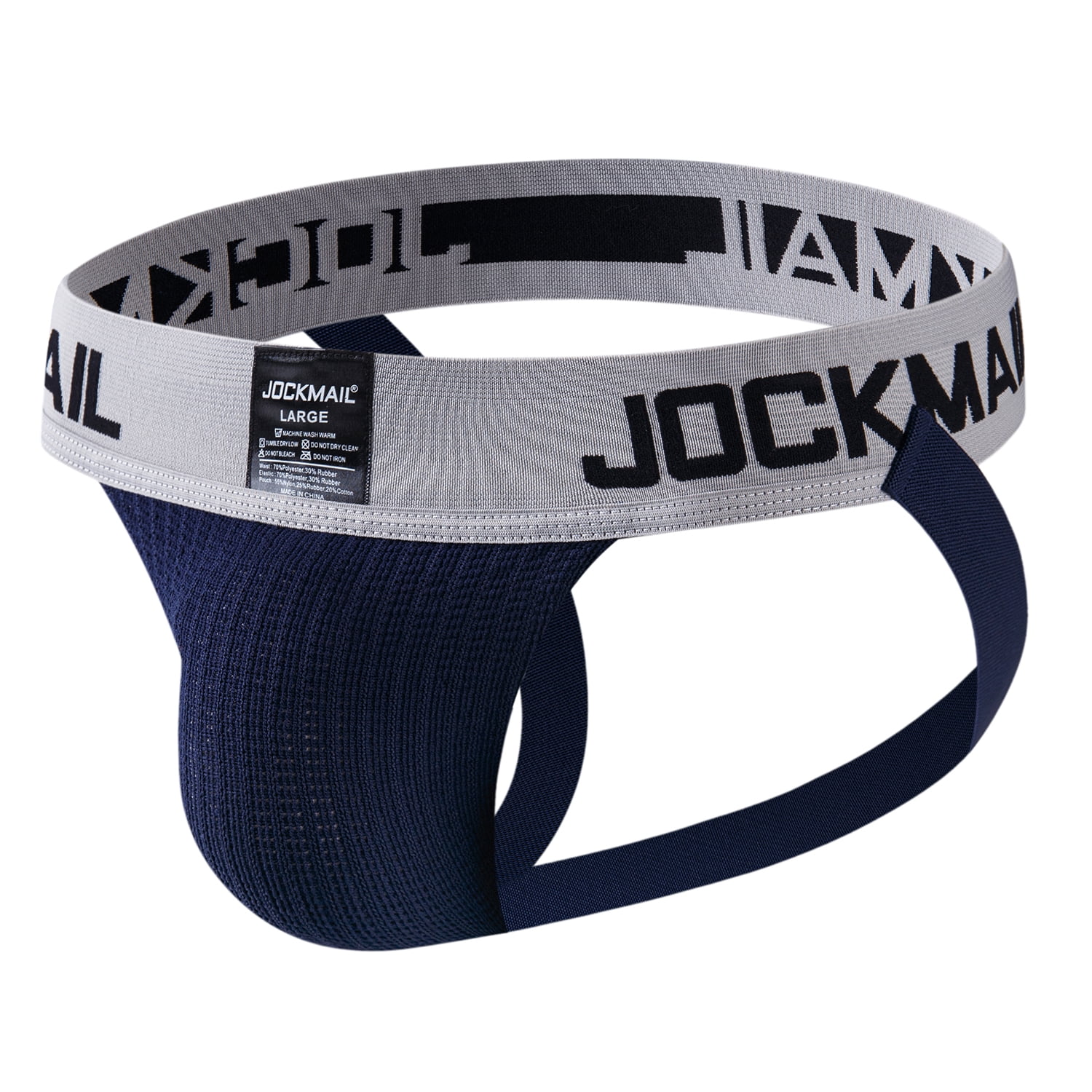 Mizok Mens Jockstraps Sexy Jock Strap Breathable Mesh Underwear Navy M