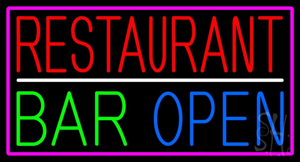 Restaurant Bar Open LED Neon Sign 13 x 24 - inches, Clear Edge Cut ...