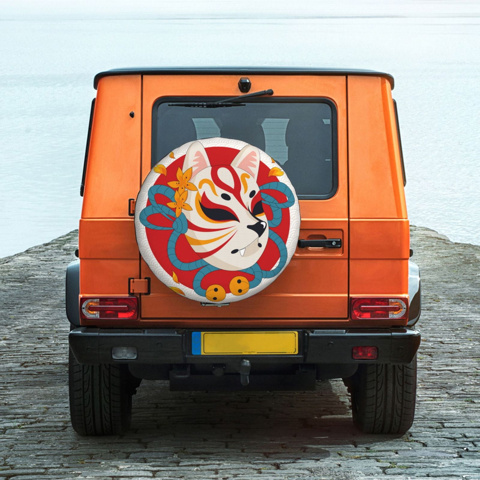 ZNDUO Hand Drawn Kitsune Fox Mask Pattern Spare Tire Cover, Universal ...