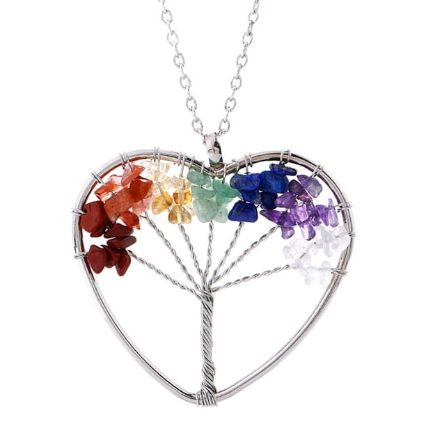 Gravel Life Tree Necklace,Life Tree Necklace 7 Peach Heart Necklace ...