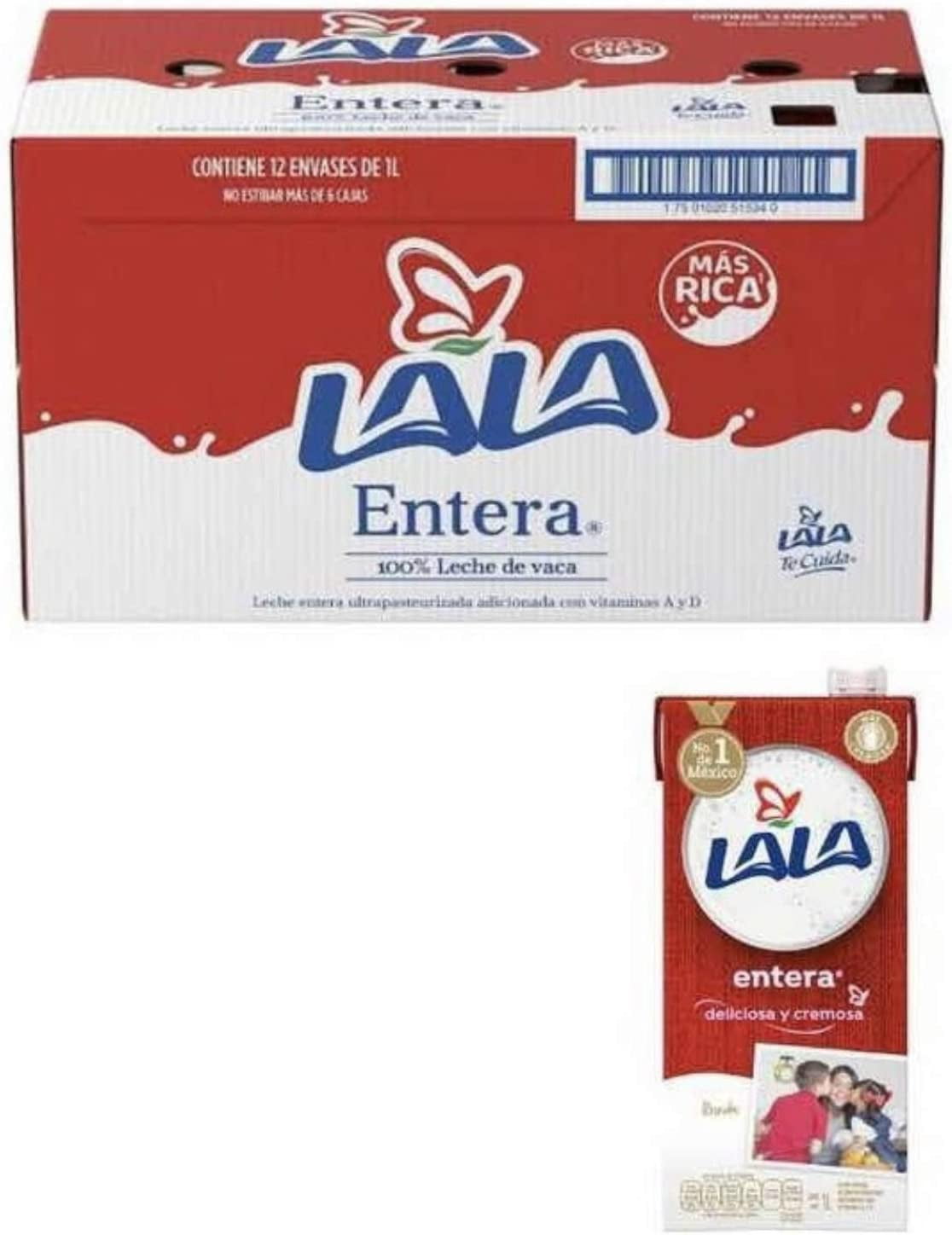LECHE LALA ENTERA CAJA CON 12 PZAS DE 1 LITRO SALUDABLE REFRESCANTE ...