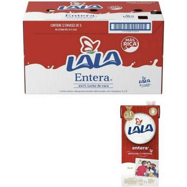 LECHE LALA ENTERA CAJA CON 12 PZAS DE 1 LITRO SALUDABLE REFRESCANTE ...