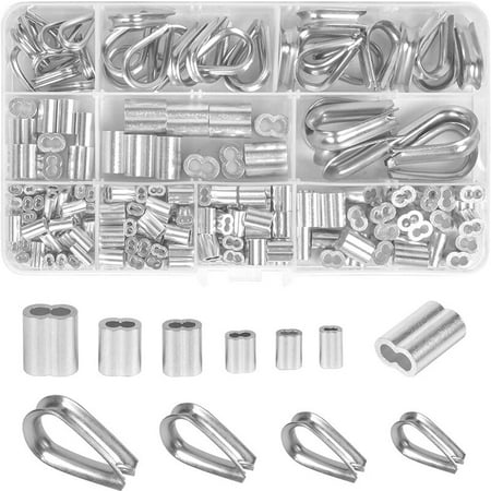 225 Pieces M1.2-M5 Stainless Steel Wire Rope Lugs and Aluminum Crimp ...