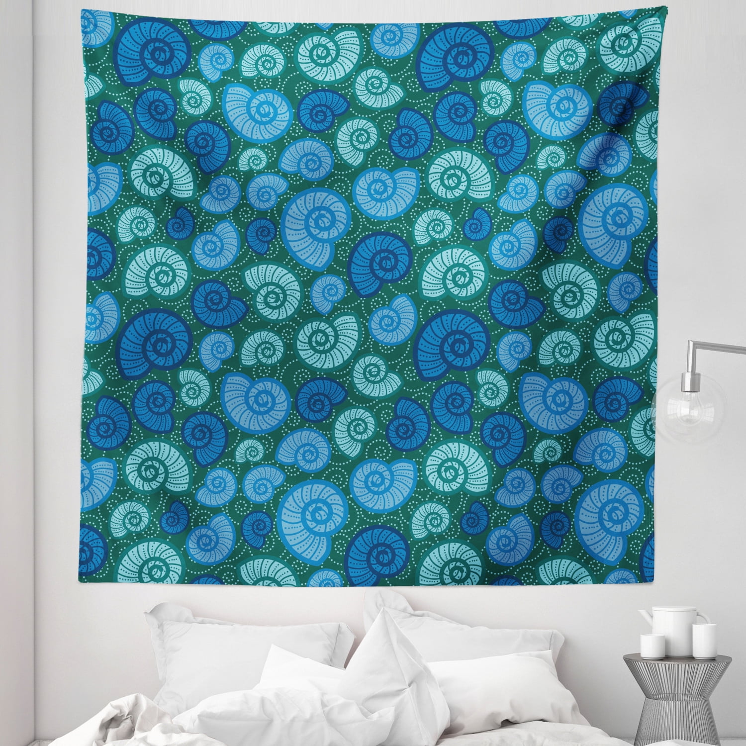 Shells Tapestry, Periwinkle and Chesnut Turban Shell on Dotted Vortex ...