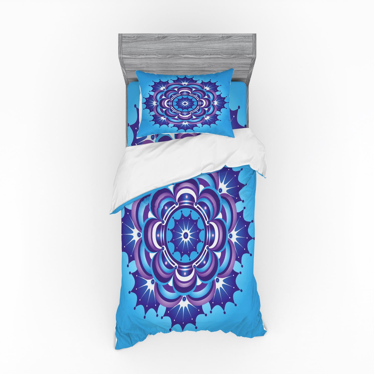 Mandala Duvet Cover Set, Middle Eastern Motif with Petals and Geometric ...