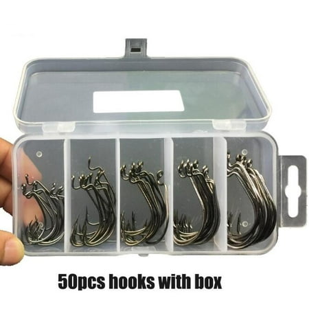 50 Pcs/Set Carbon Steel Fish Hook Baits Holder Fishing Hooks | Walmart ...