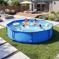 Zimtown 10ft x 30in Round Above Ground Pool, Blue Heavy-Duty Metal ...