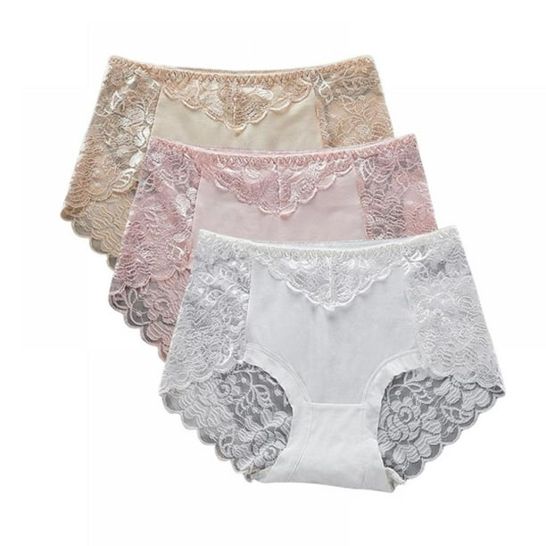 Xmarks 3 Packs Women Lace Hipster Seamless Invisible Bikini Panties Mid ...
