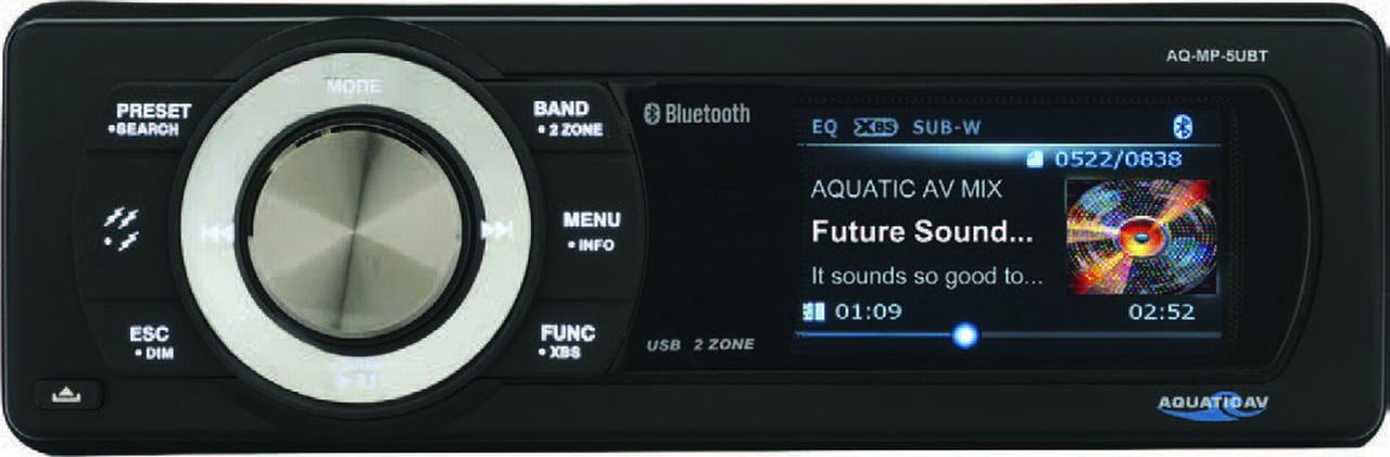 Aquatic AV Bluetooth USB/Mp3 Media Player Universal Hardwire AQ-MP-5UBT ...