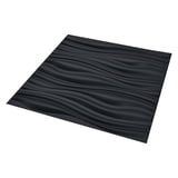 Art3d PVC Wave Board Textured 3D Wall Panels, Black, 19.7" x 19.7" (12 ...