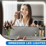 Dextrus L-Shaped Vanity Set with LED Light, 5 Drawers, Storage Shelves ...