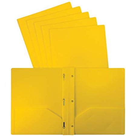 Better Office Products Yellow Plastic 2 Pocket Folders with Prongs ...