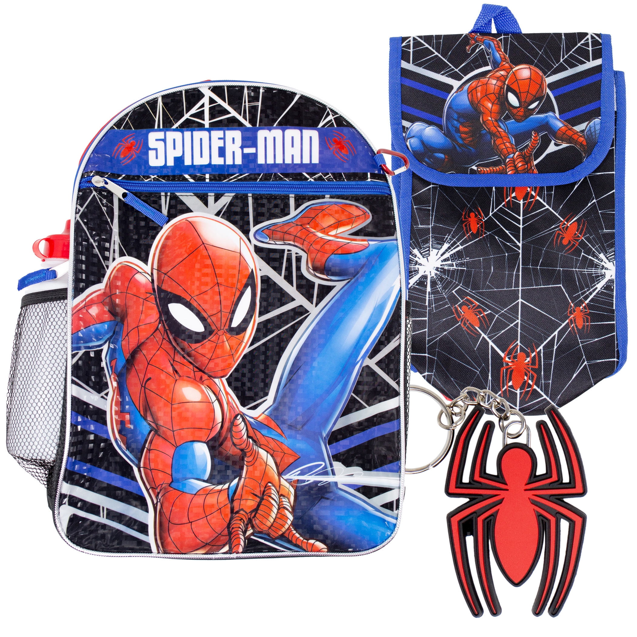 Spider-Man Backpack, Lunch Bag, Water Bottle 5-Piece Combo Set ...