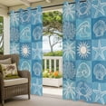 Blue Coastal Outdoor Curtains 1 Panel Summer Ocean Waves Shell Crab ...