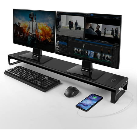 USB3.0 Wireless Charging Aluminum Monitor Stand Riser Support Transfer ...