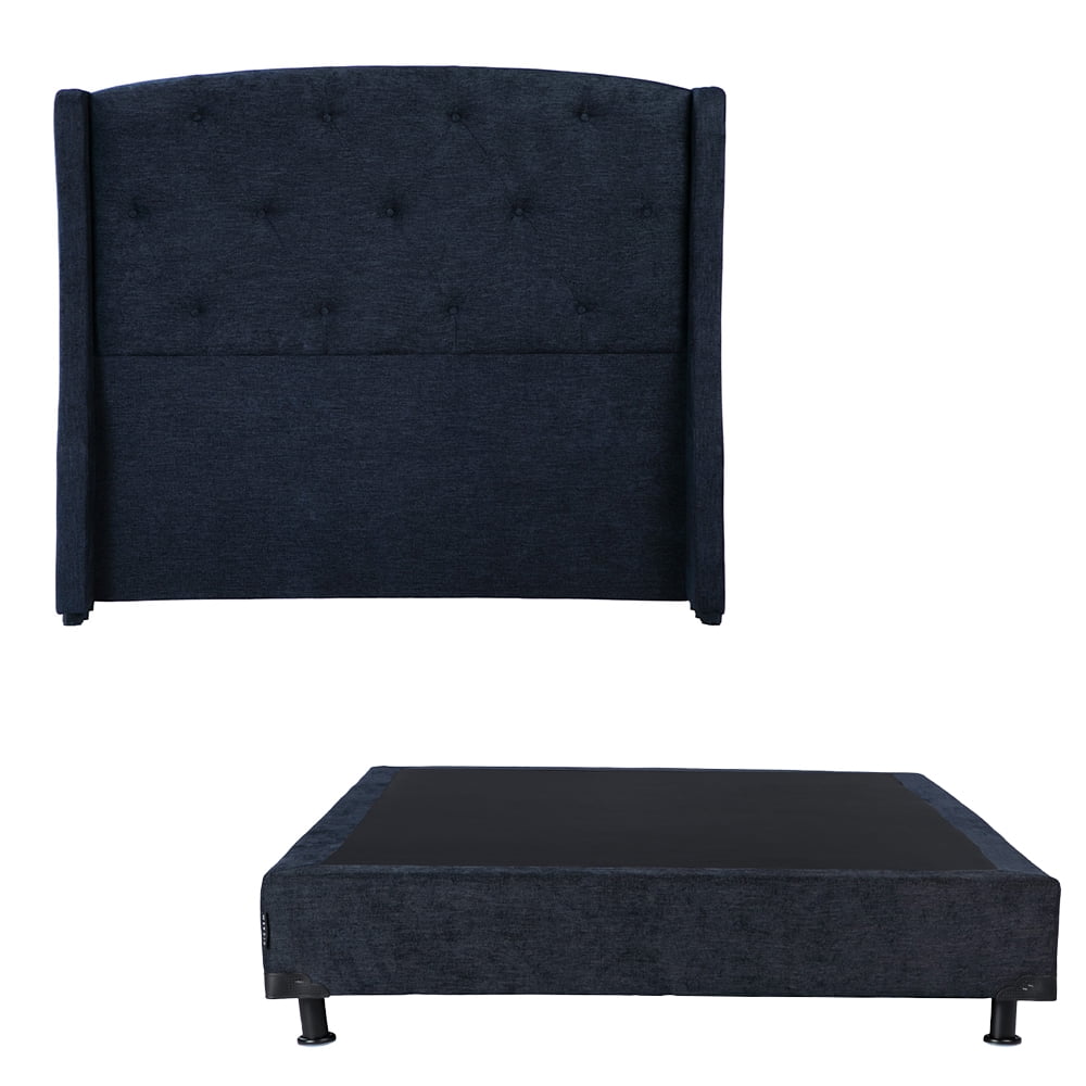 Box Base Cama Queen Size + Cabecera Zefyr Azul | Bodega Aurrera en línea