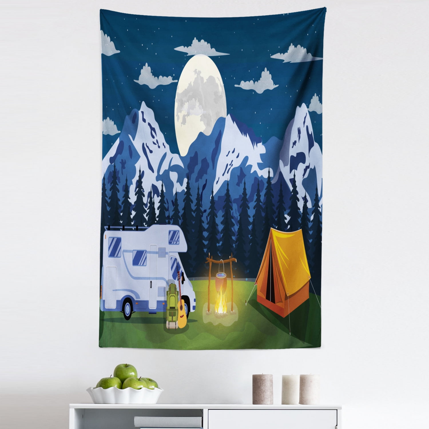 RV Tapestry, Outdoors Activity Themed Camping Area Image in the Woods ...