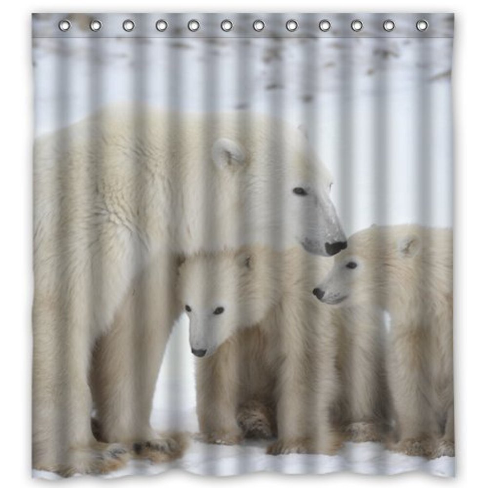 GreenDecor Gentle Polar Bear Mom And Docile Sons Waterproof Shower ...