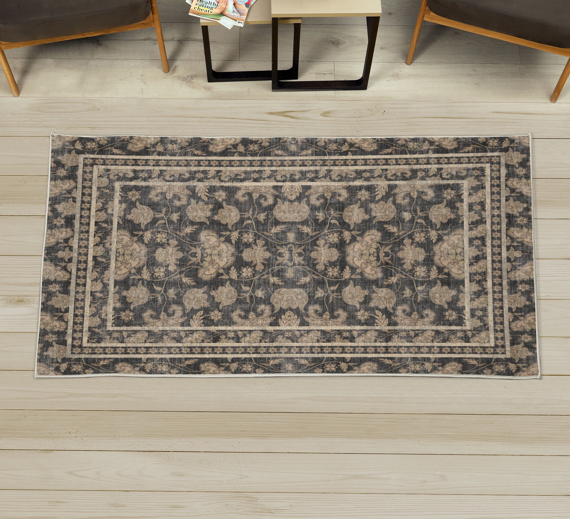 Folk Art Decorative Rug, Bohemian Eastern Culture Ornament in Summer ...