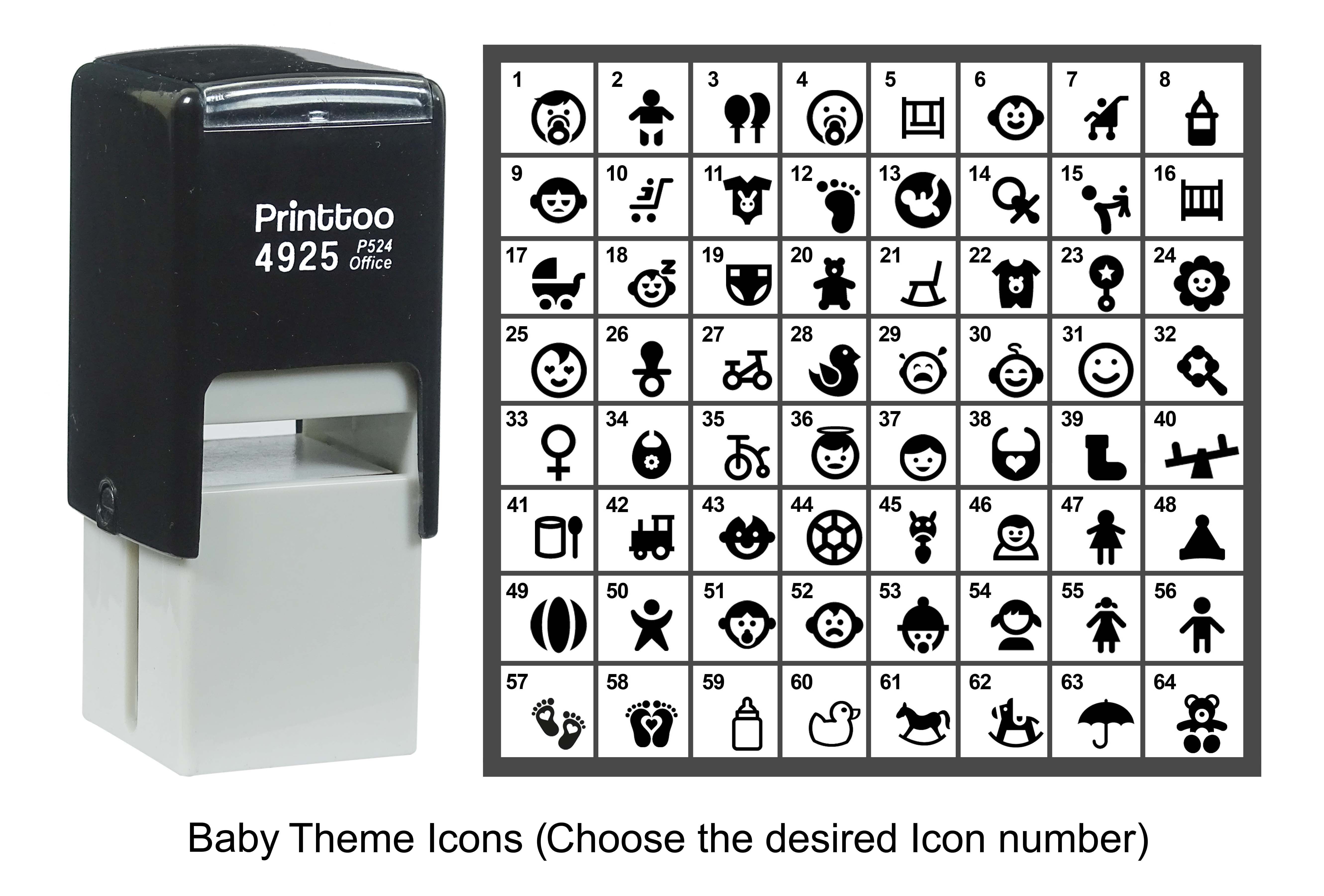 Printtoo Personalized Baby Theme Icons Rubber Stamp Self Inking Stamper ...