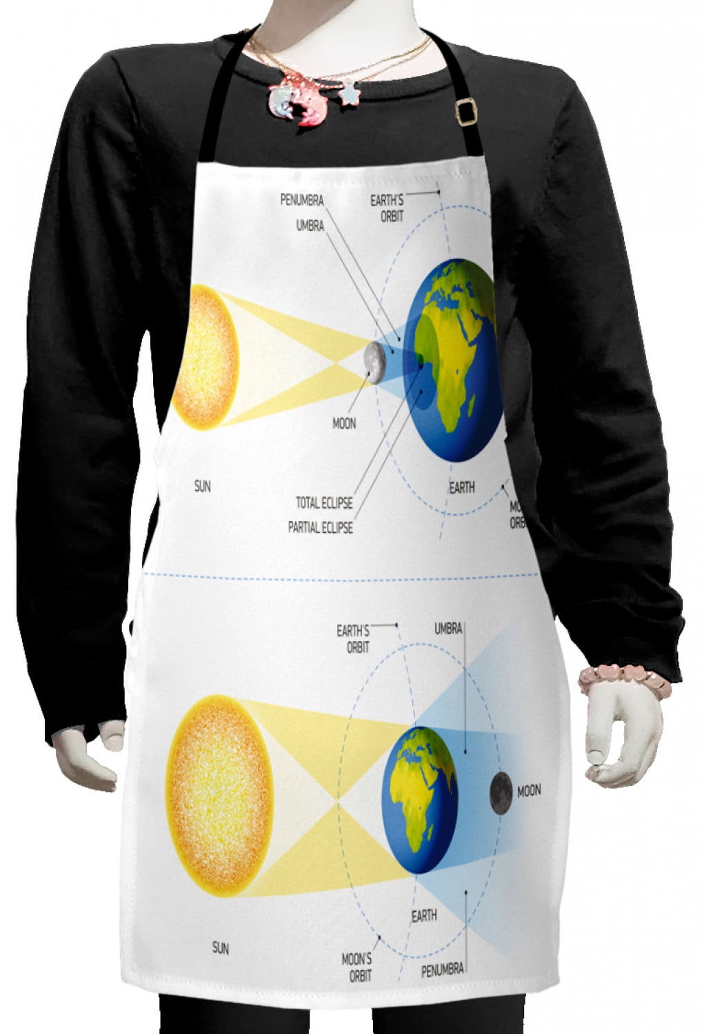 Educational Kids Apron, Solar and Lunar Eclipse Planet Earth Sun Moon ...