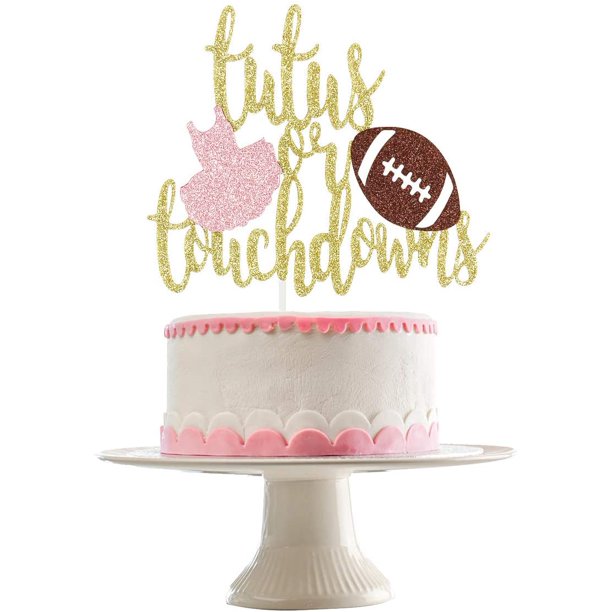 Touchdowns Or Tutus Cake Topper- Gold Glitter, Touchdown Or Tutus ...