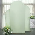 BalsaCircle 3 Fitted Sage Green Matte Spandex Round Top Wedding Arch ...
