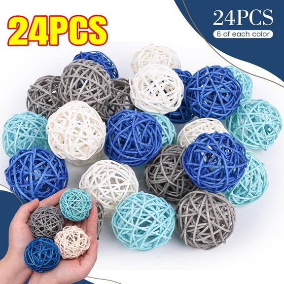 24 Pieces Wicker Rattan Balls Decorative Orbs 1.8 Inch St Patrick's Day ...