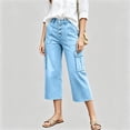 AHTJRT Denim Capri Pants for Women Straight Leg Barrel Pants with ...