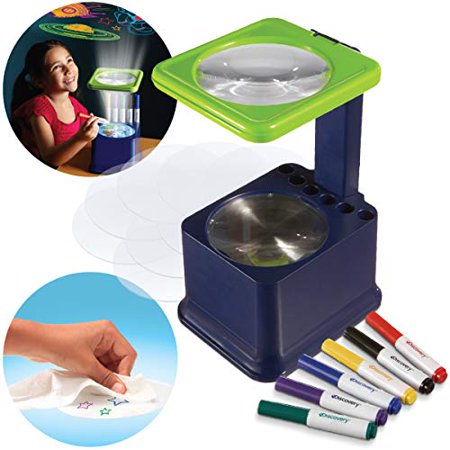 Discovery Kids Art Projector with Six Dry Erase Markers and 10 Reusable ...