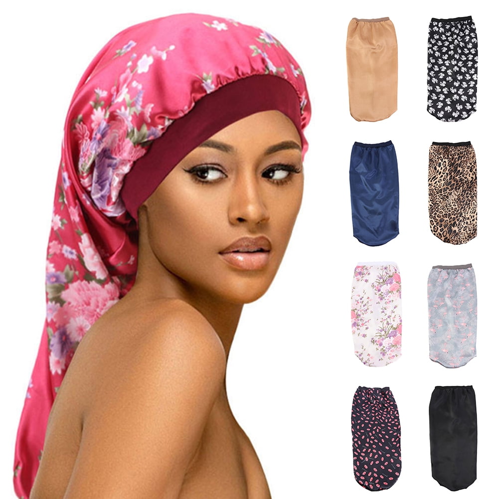 Dengjunhu Long Satin Sleep Cap for Curly Hair and Dreadlock, Extra ...