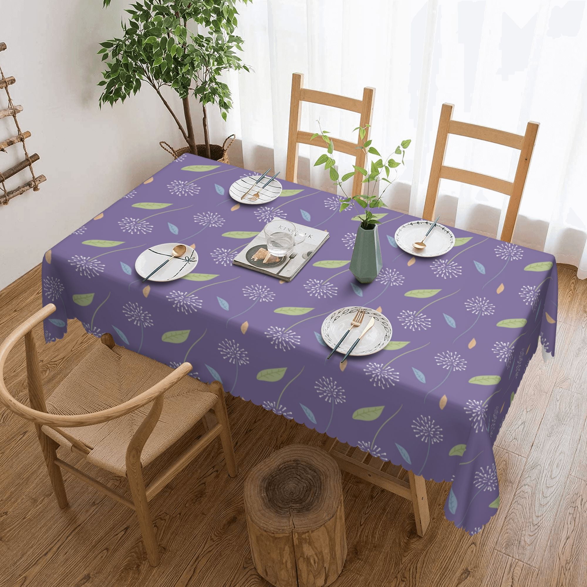XMXY Table Cloth Rectangle Table, Violet Floral Lavender Dining Table ...