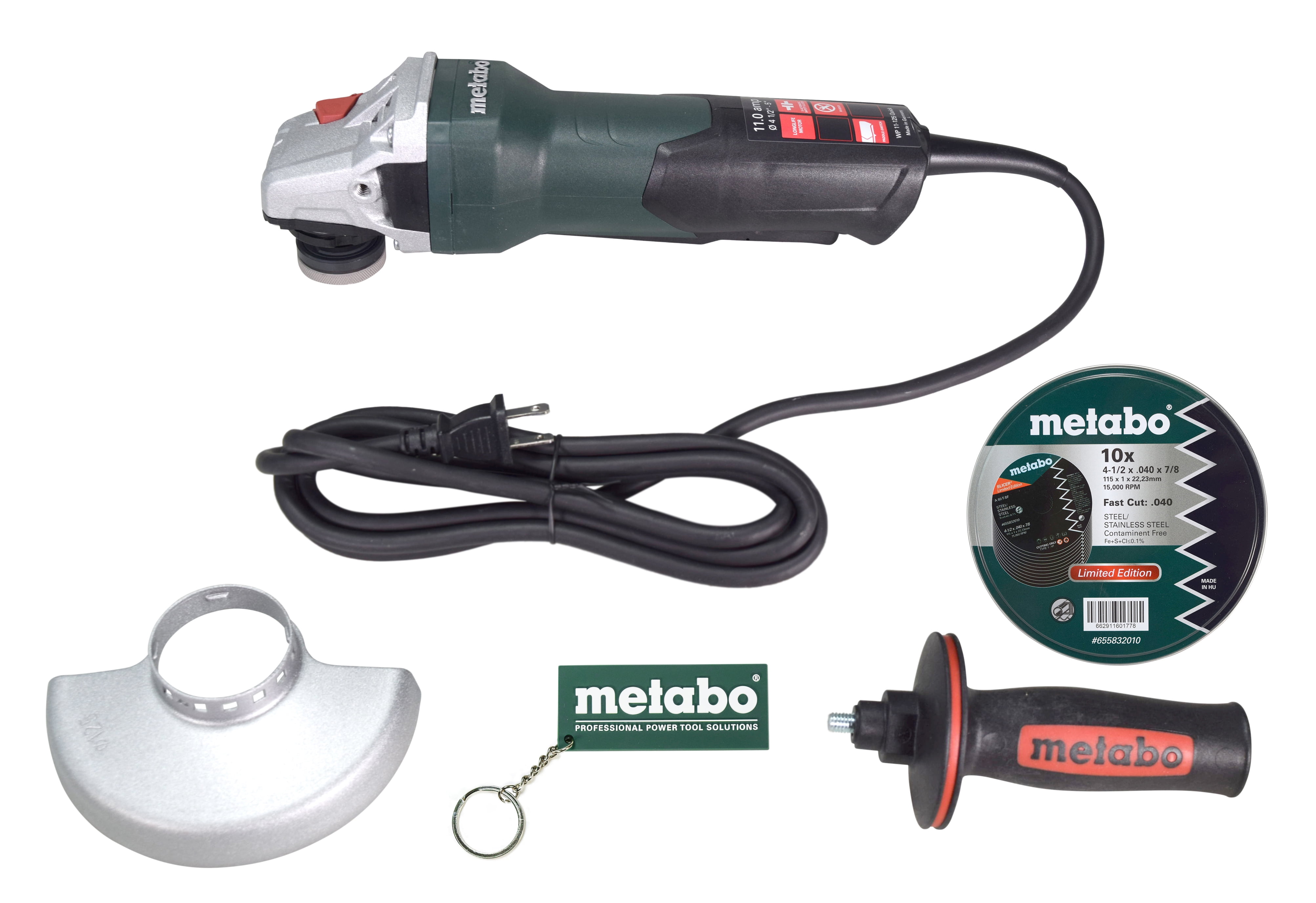 Metabo 603624420 4.5" / 5" 11,000 RPM 11A Corded Angle Grinder with (10 ...