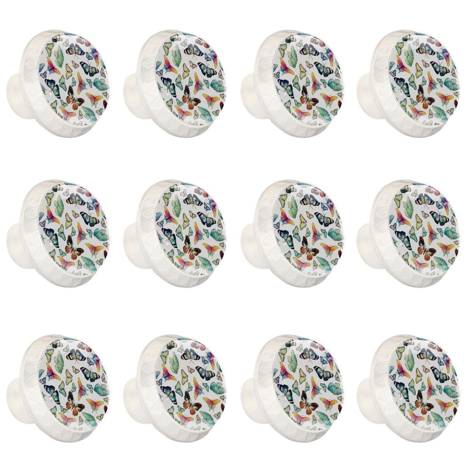 12 Pcs Butterflies Colorful Knobs for Kitchen Cabinet Cupboard Dresser ...