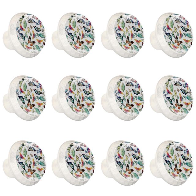 12 Pcs Butterflies Colorful Knobs for Kitchen Cabinet Cupboard Dresser Bookcase Drawer Pulls ...