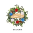 AZXY 4th of July Patriotic Welcome Wreath, Red White Blue Floral with ...