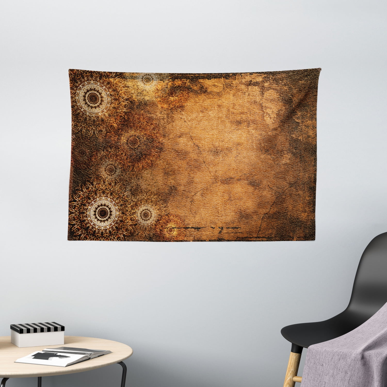 Tan Tapestry, Aged Old Texture Print Artistic Floral Motifs Vintage ...