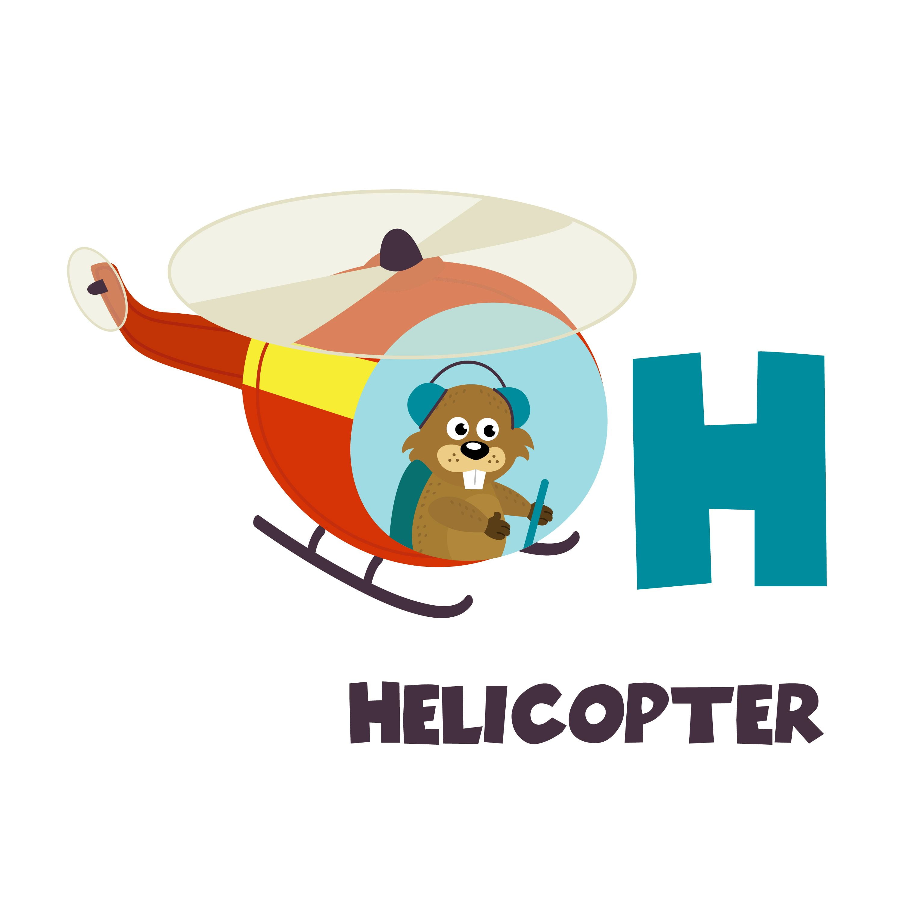 DAYCARE - Multicolored Helicopter Beaver Pilot Removable Décor Sticker ...