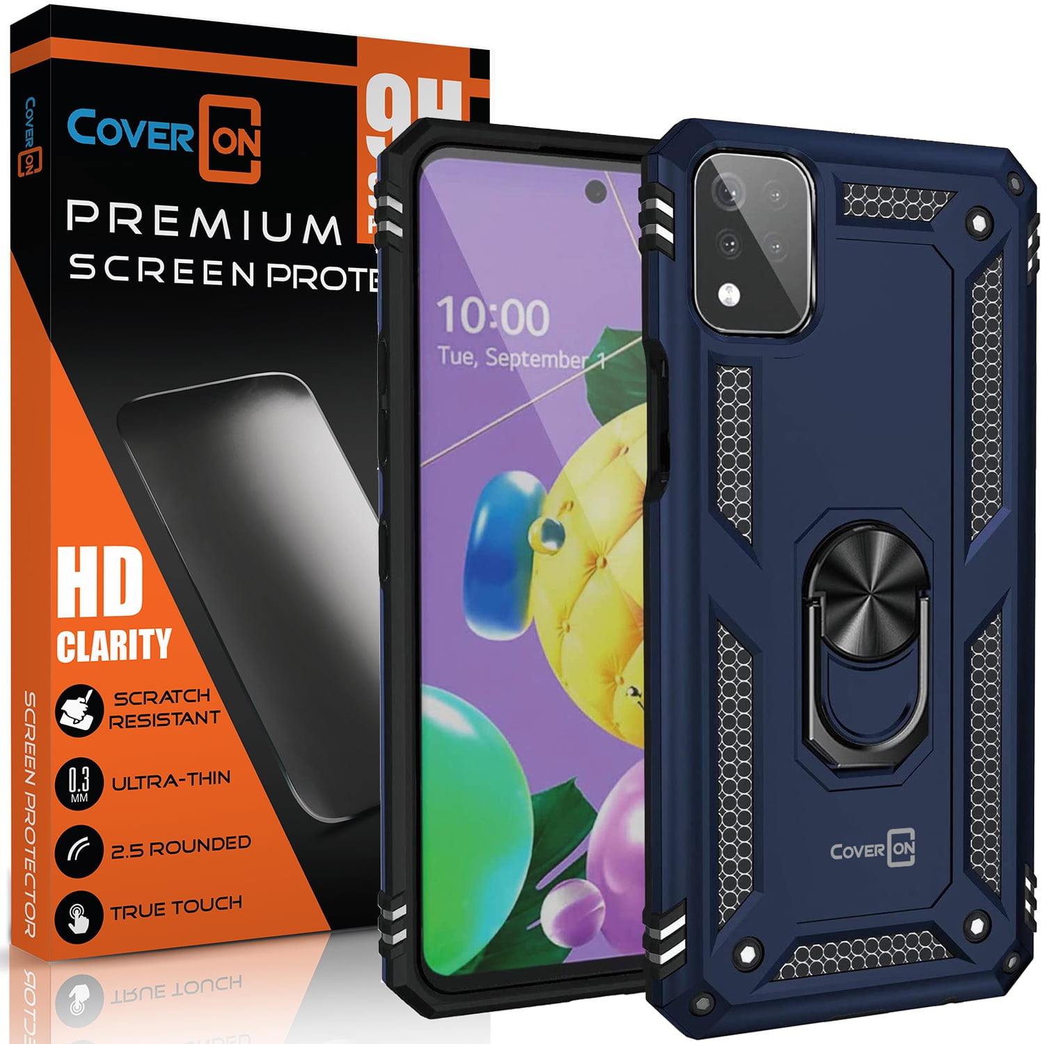 CoverON For LG K53 Ring Case with Screen Protector Tempered Glass ...