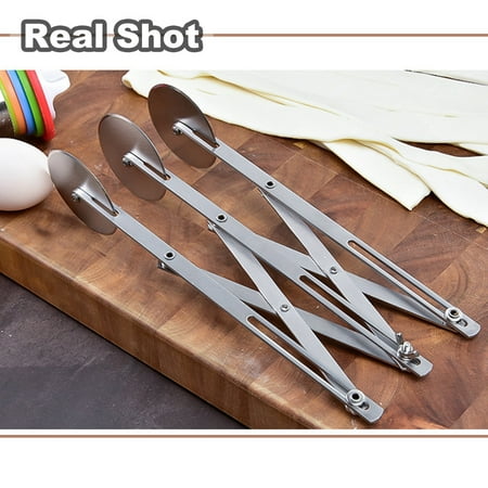 3 Wheel Stainless Steel Pizza Wheel Cutter Adjustable Dough Divider for ...