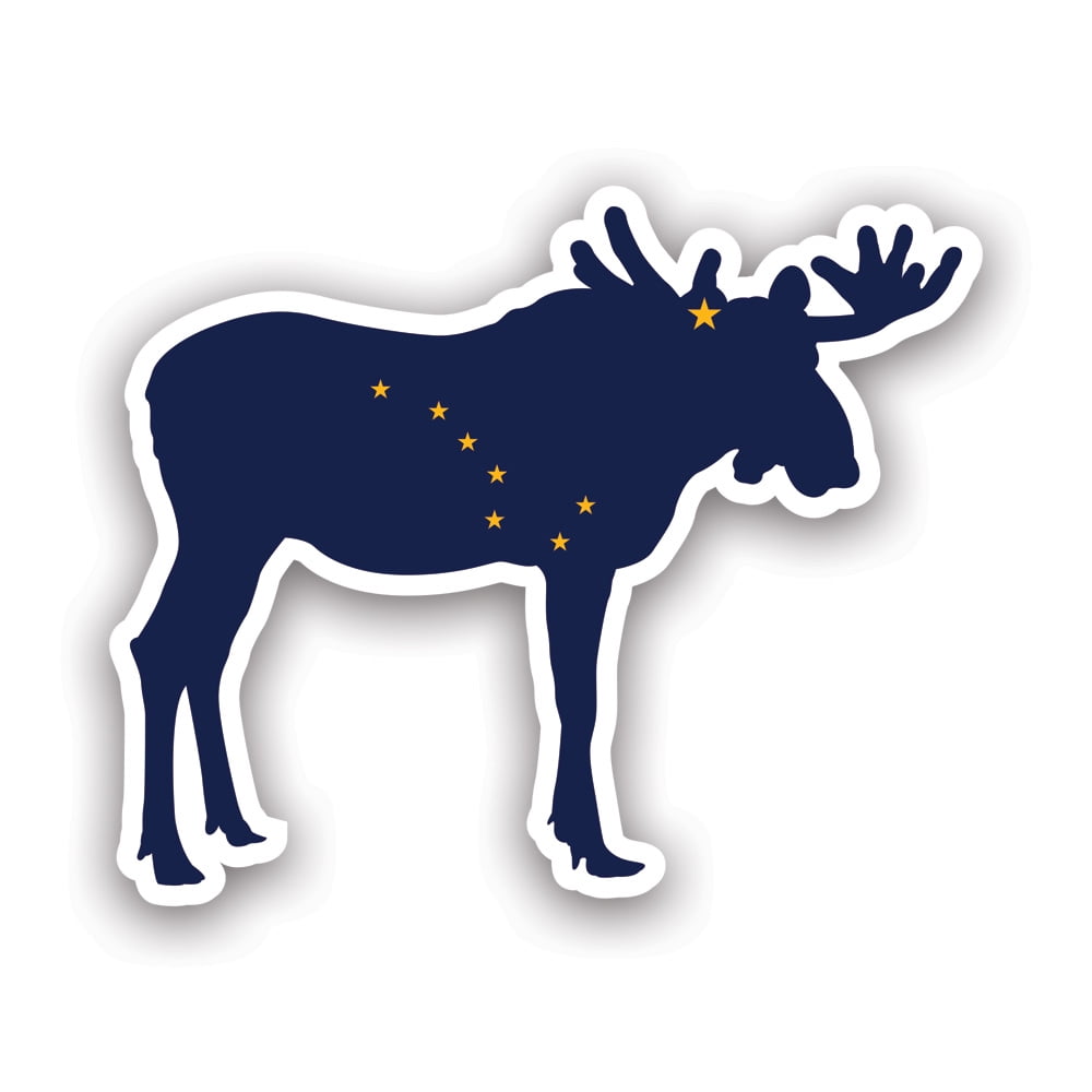 Alaska Moose Shaped Flag Sticker Decal - Self Adhesive Vinyl ...