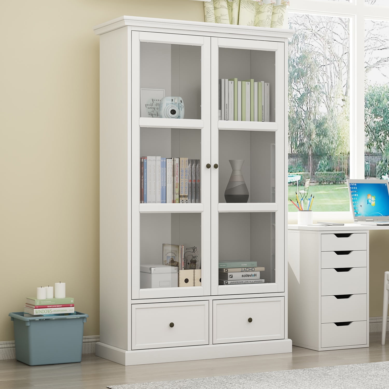 White Bookcase Cabinet With Glass Doors | Cabinets Matttroy