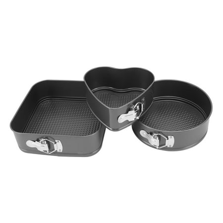 Springform Pan Set, 3Pcs Round Heart Square Shape Baking Pan Black ...