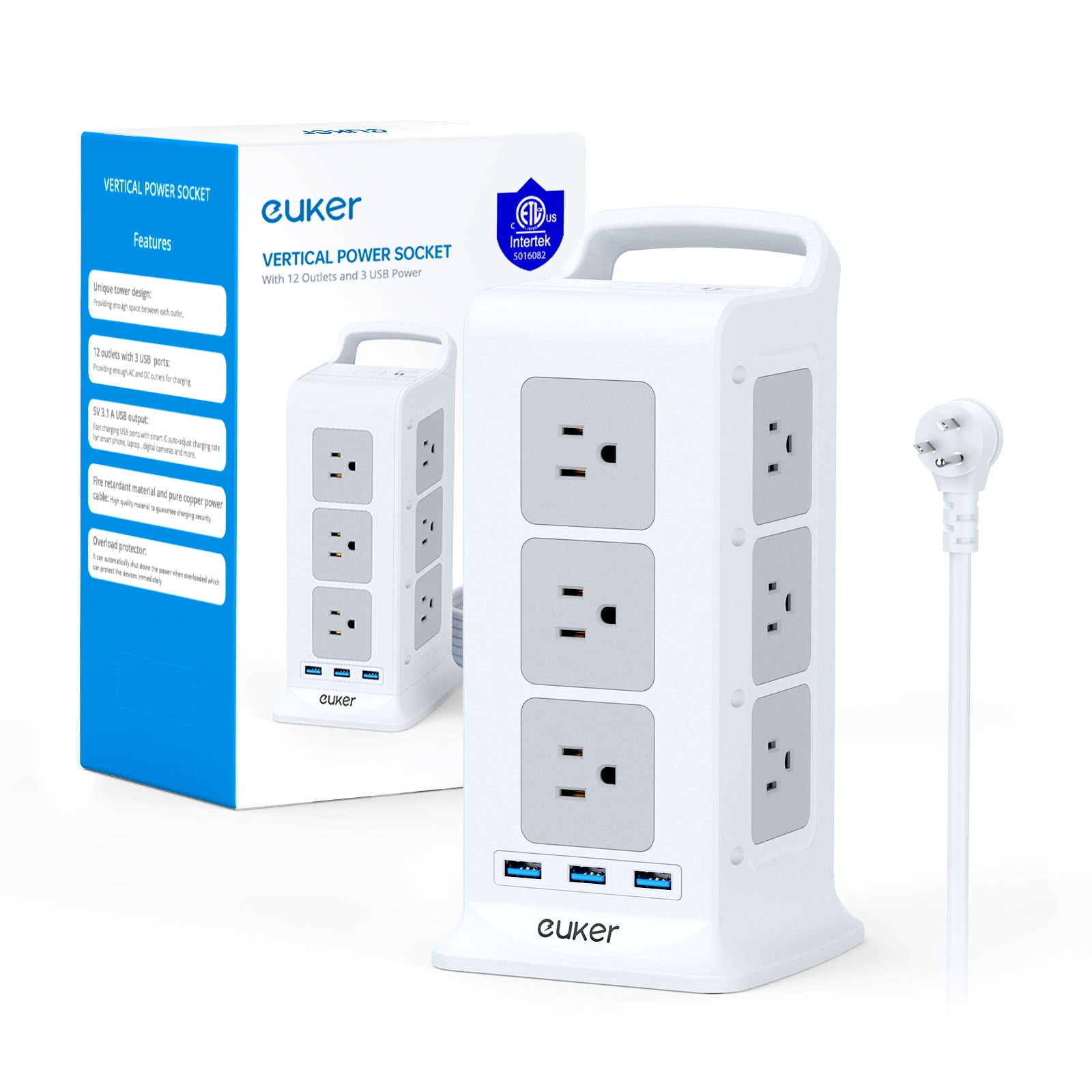 LingStar Power Strip Tower with USB Ports Surge Protector - 12 AC ...