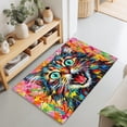 Color Cat Washable Area Rug 2 x 3 ft Graffiti Animal Modern Art Pink ...